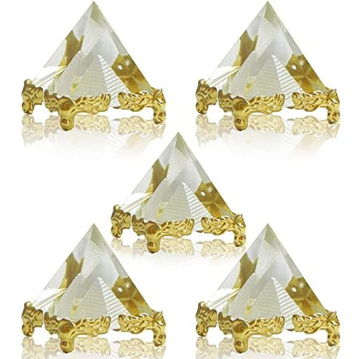 Glass Pyramid with Golden Stand (Standard, Clear, 5 Pieces ...