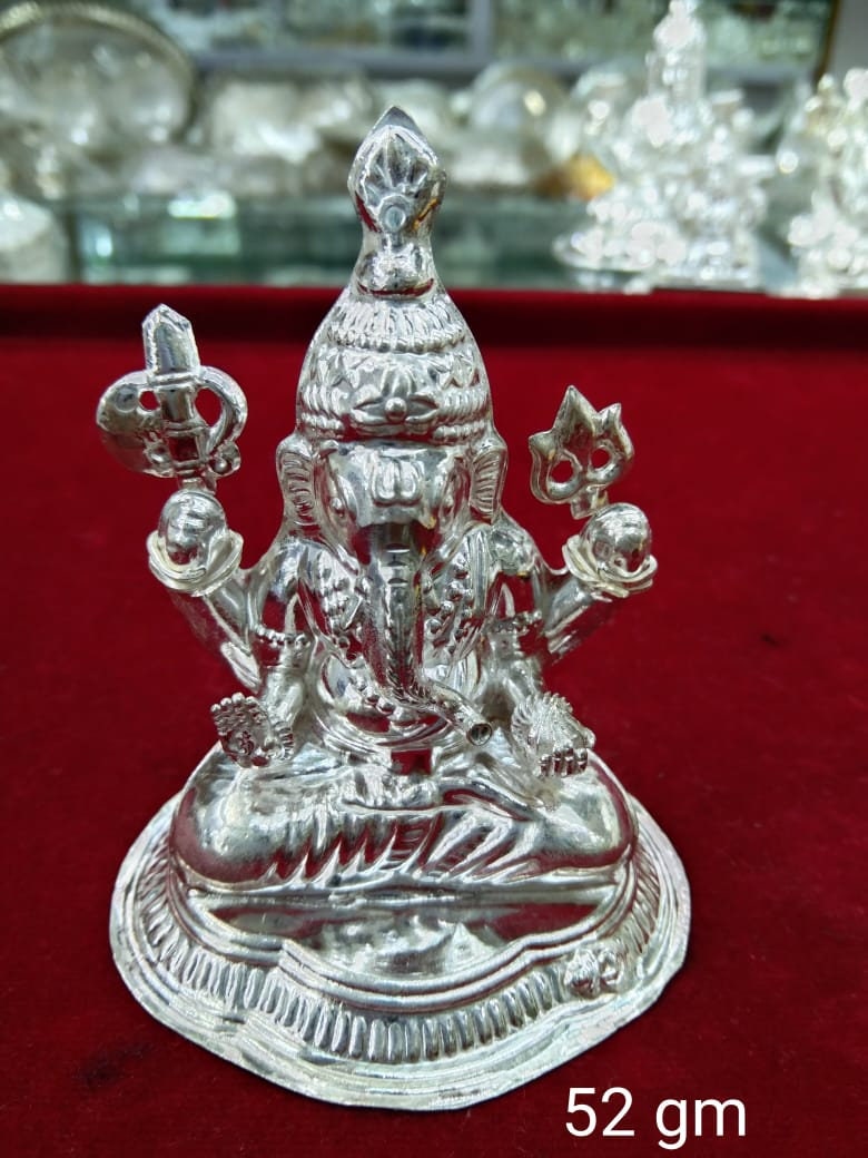 Pure Silver Small Size Holllow Ganesh Idol for Personal Use, Temple Us ...